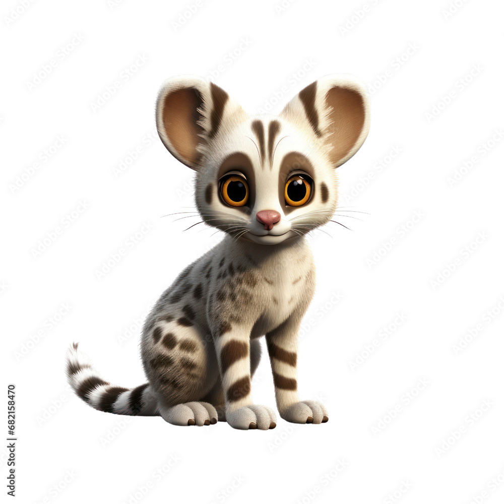 cute animated stylized Genet on an isolated transparent background PNG ...