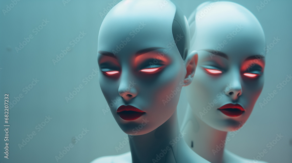 Newly augmented synthetic biomechatronic android robotic female twins ...