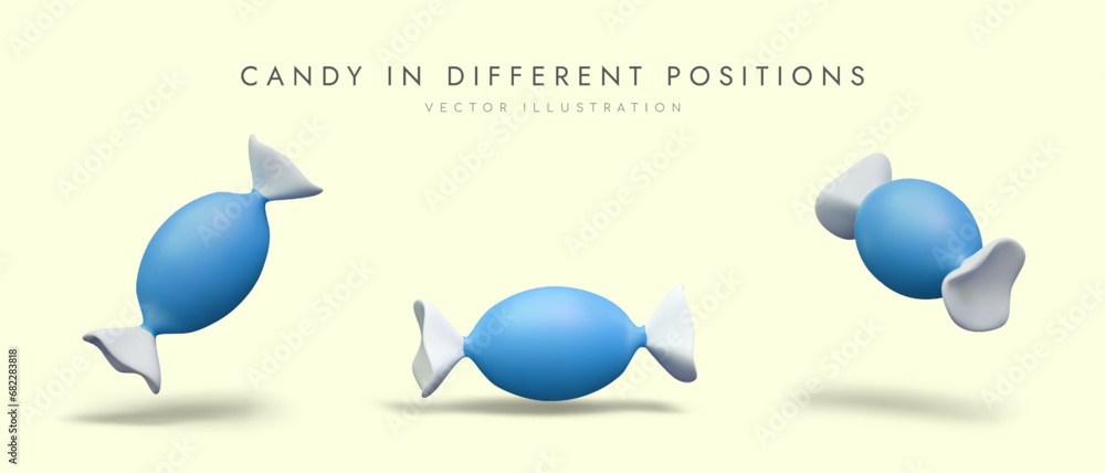 Blue 3D candy from different angles. Color template for vector web ...