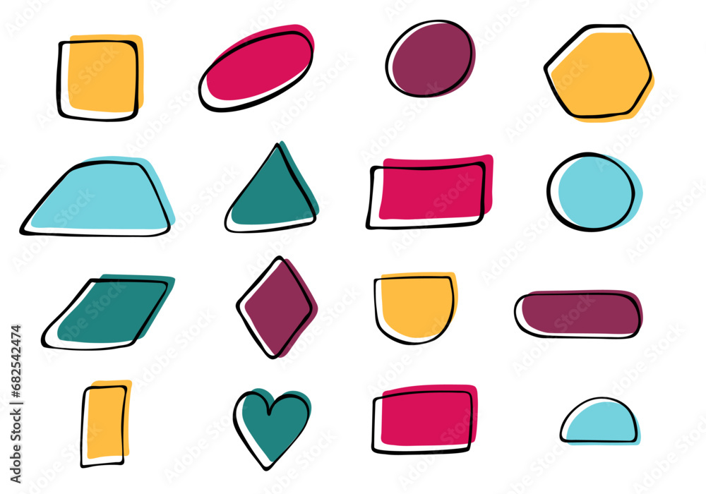 Set of abstract shapes isolated on white. Vector free hand shape for ...