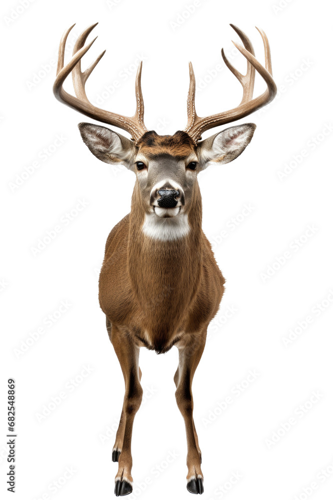 a Whitetail deer portrait, front view in an isolated and transparent ...