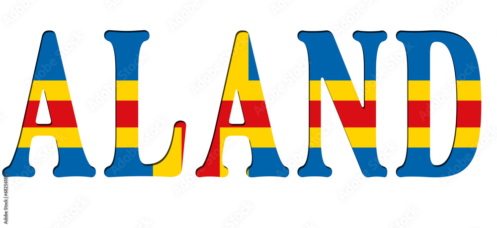 3d design illustration of the name of Åland. Filling letters with the ...