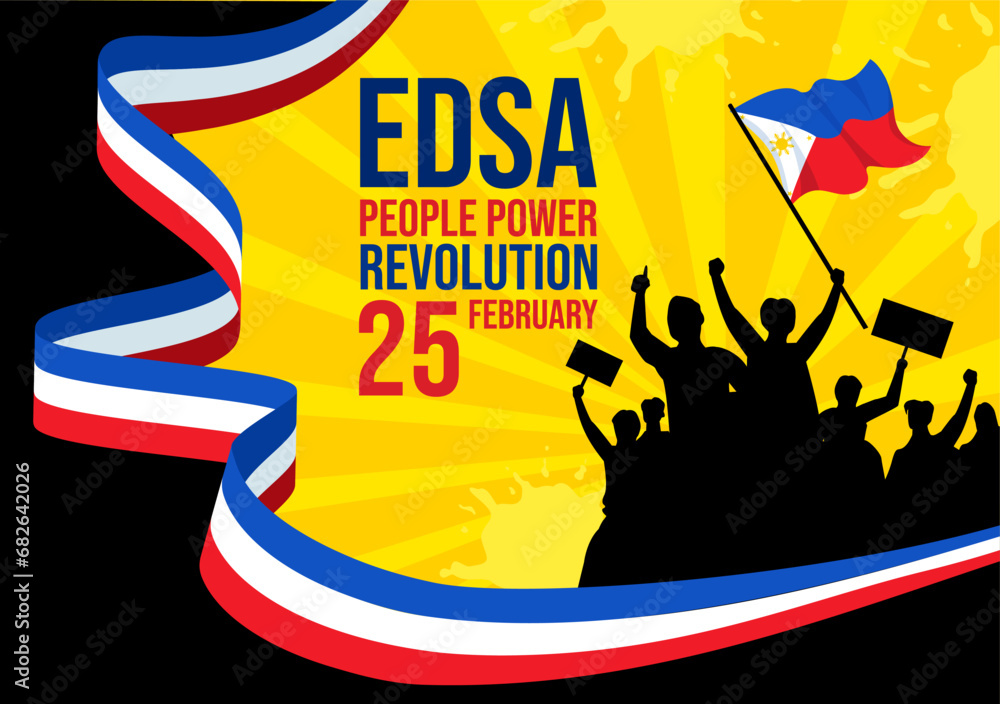 Edsa People Power Revolution Anniversary of Philippine Vector ...
