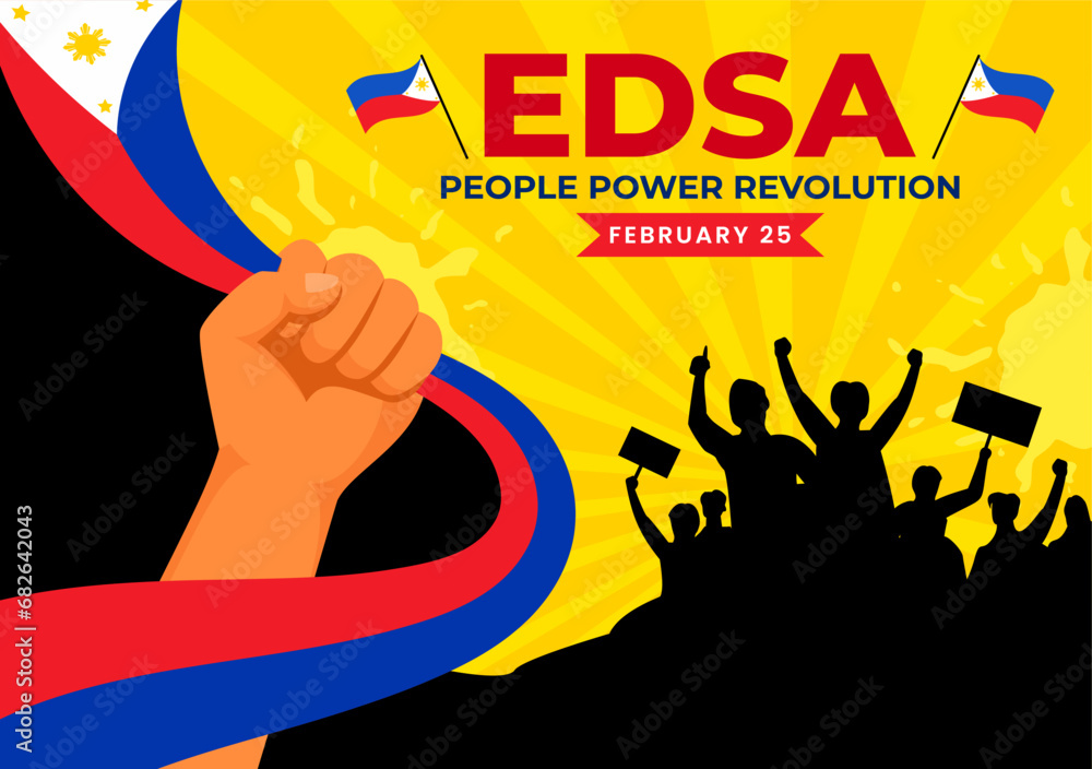 Edsa People Power Revolution Anniversary of Philippine Vector ...