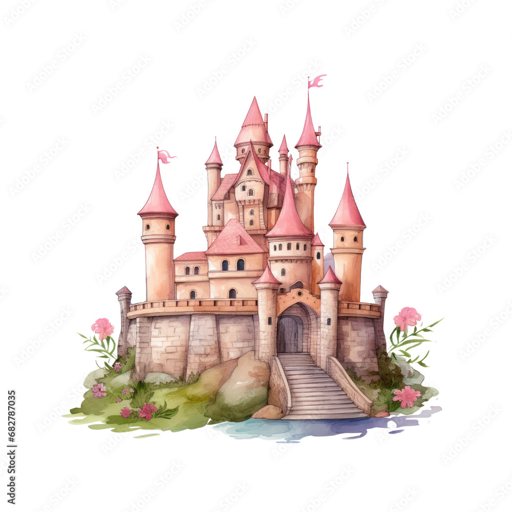 Watercolor Castle Clipart, Fairy Tale Princess Castle, Princess ...