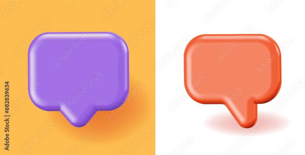 Chat 3d speech bubble icon message element vector render graphic ...
