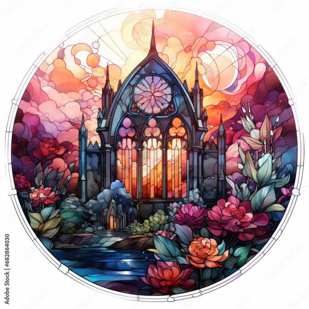 Watercolor stained Glass Christian Sublimation Clipart illustration ...