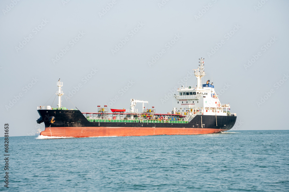 Oil Crude Gas Tanker Ship, Cargo container Ship offshore mooring at ...