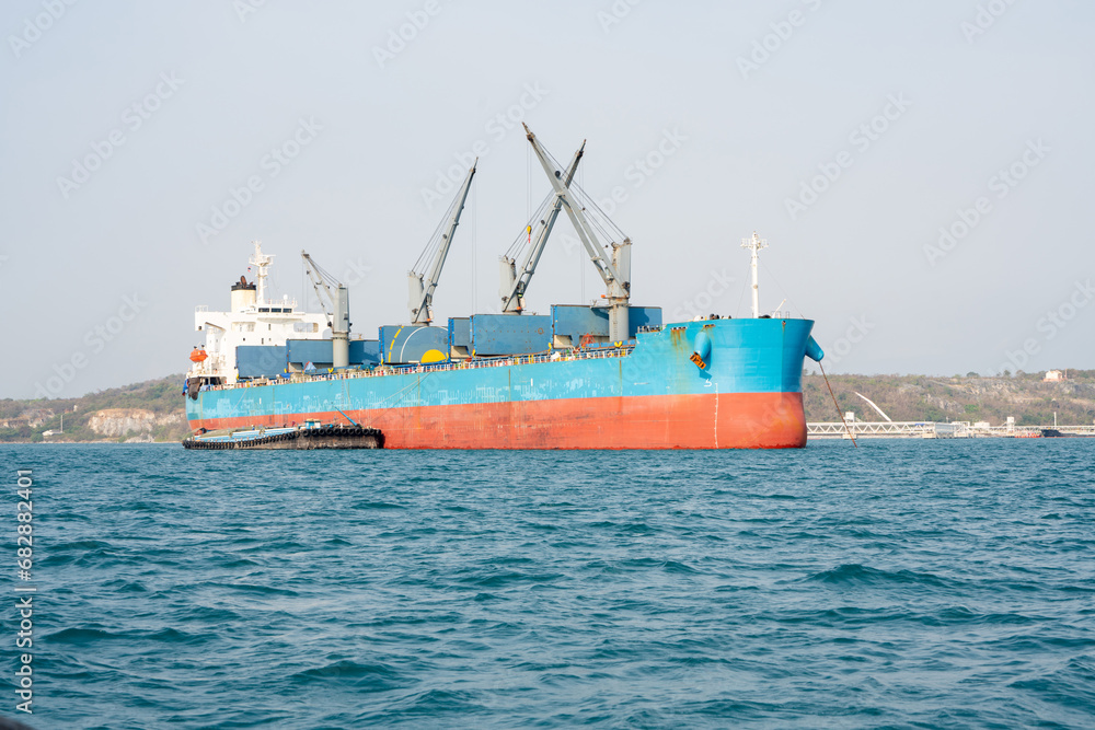 cargo ship in the ocean for export import goods from cargo yard port to ...