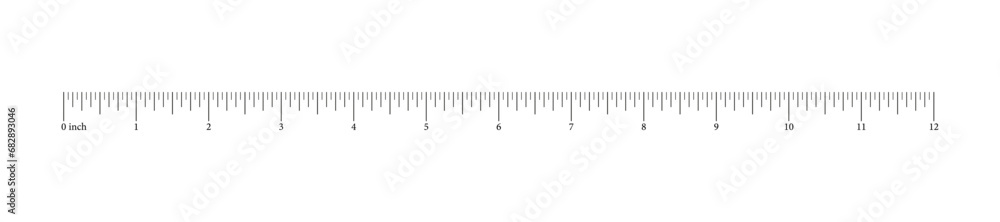 Ruler 12 inches, foot. Math, geometric tool for distance. Height ...