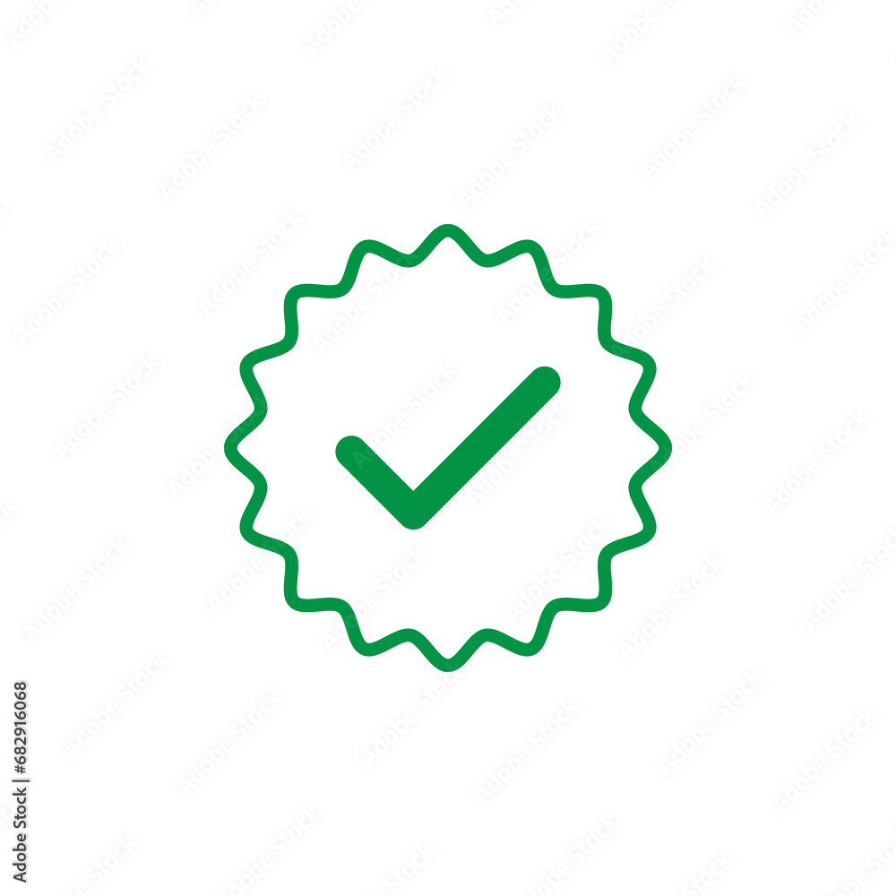 Green check mark approval png outline badge Stock Illustration | Adobe ...