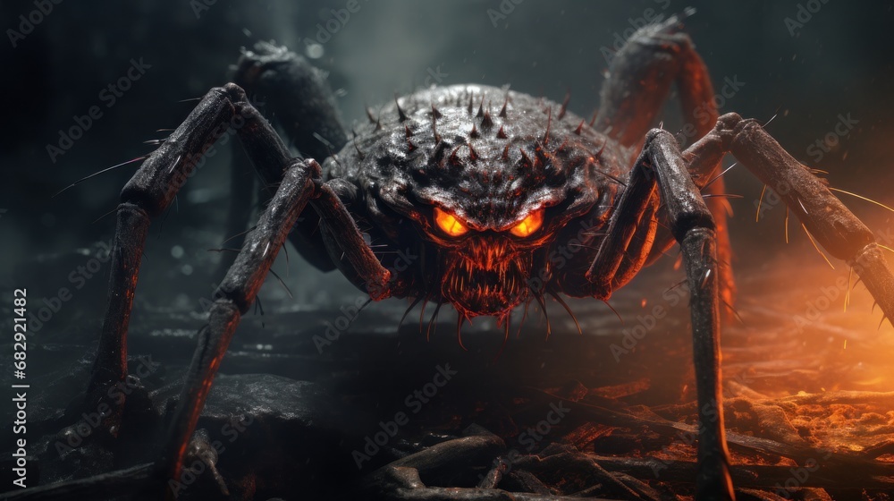 angry spider monster background wallpaper ai generated image Stock ...