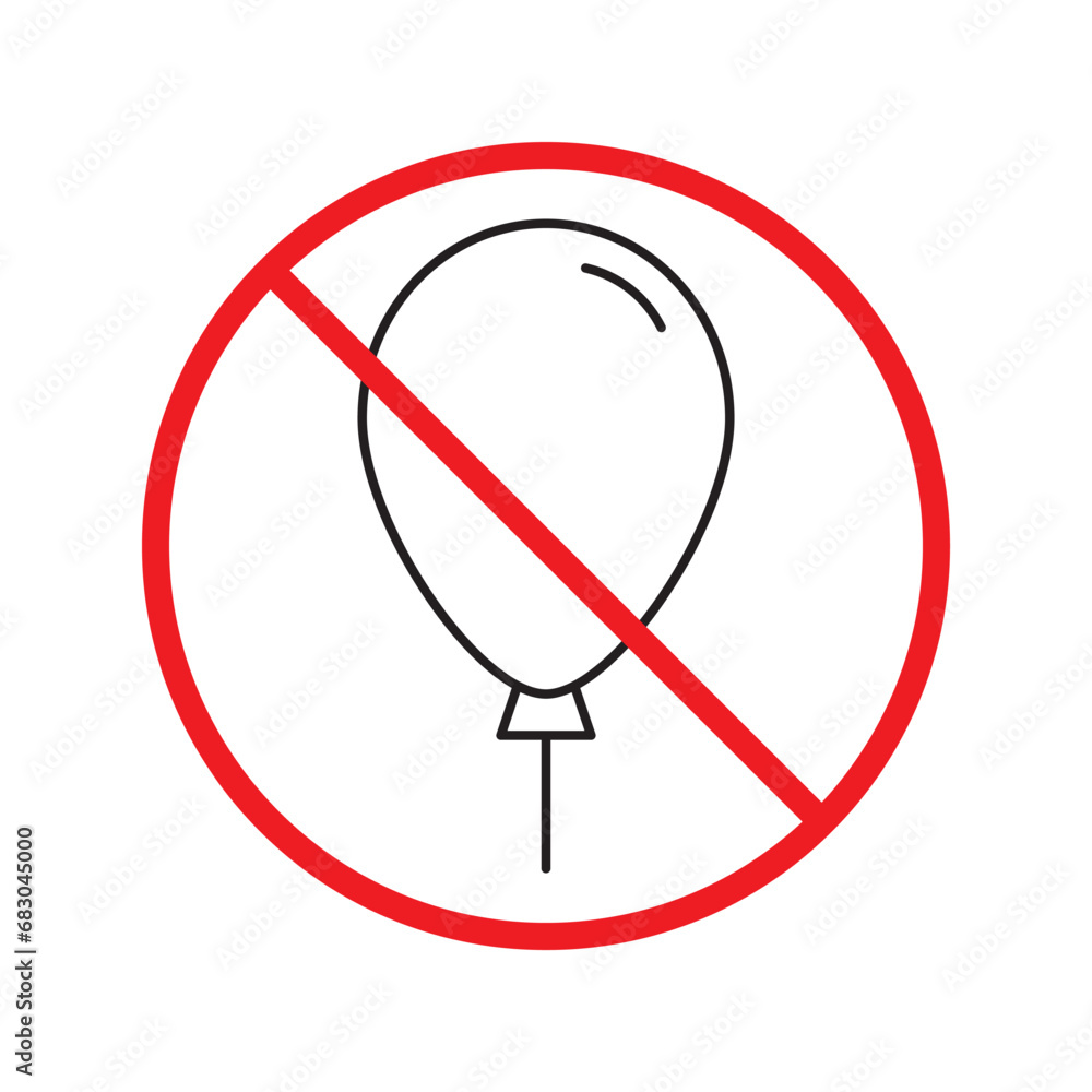 Forbidden balloon vector icon. Warning, caution, attention, restriction ...