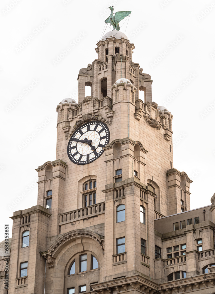 Liverpool, UK - Oct 07, 2023 - Looking up of Architecture design of ...