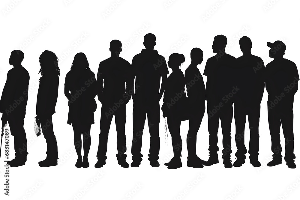 silhouette group of people isolated on transparent background - design ...