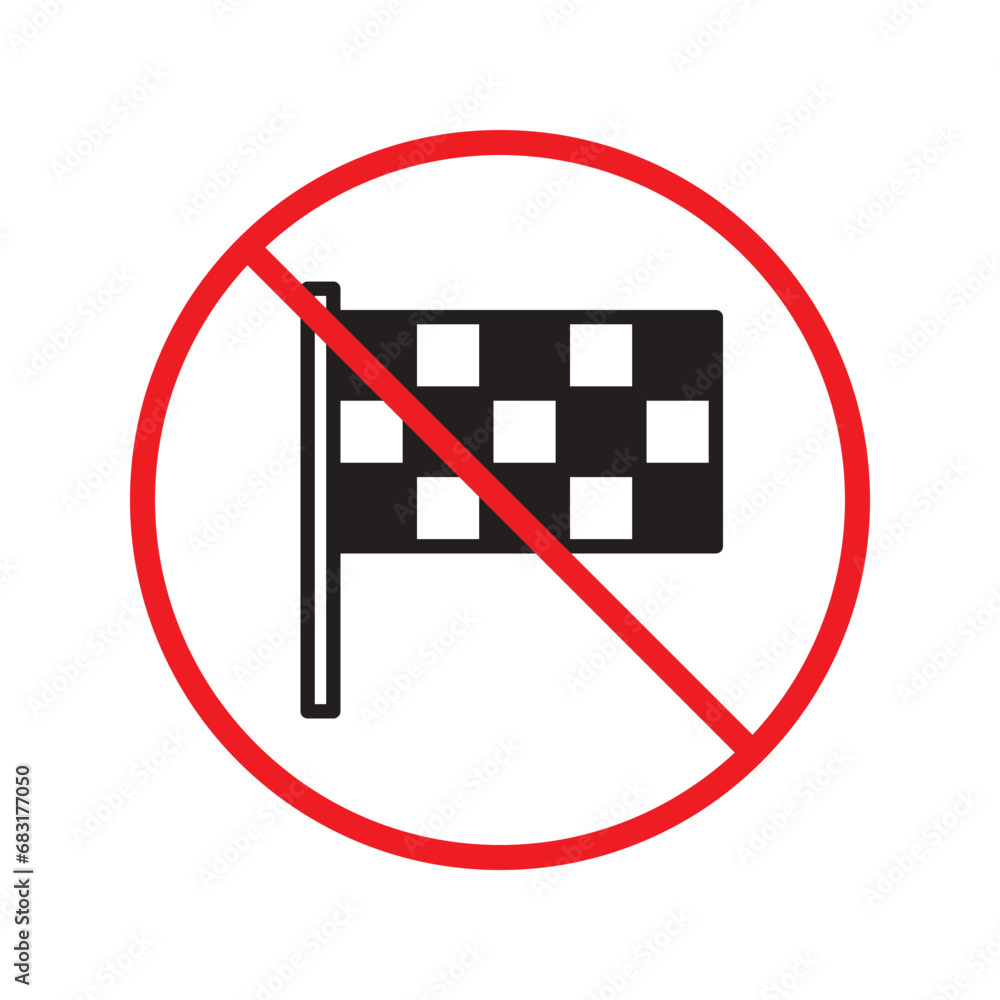 Forbidden formula 1 flag vector icon. Warning, caution, attention ...