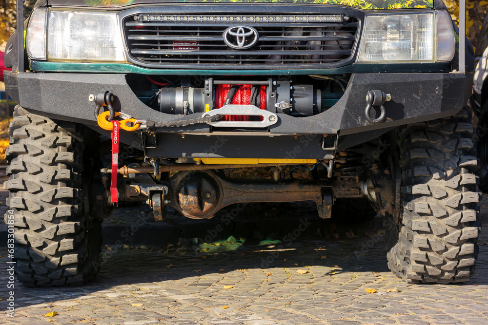 uzhgorod, ukraine - 31 oct 2021: toyota land-cruiser off-road prepared ...