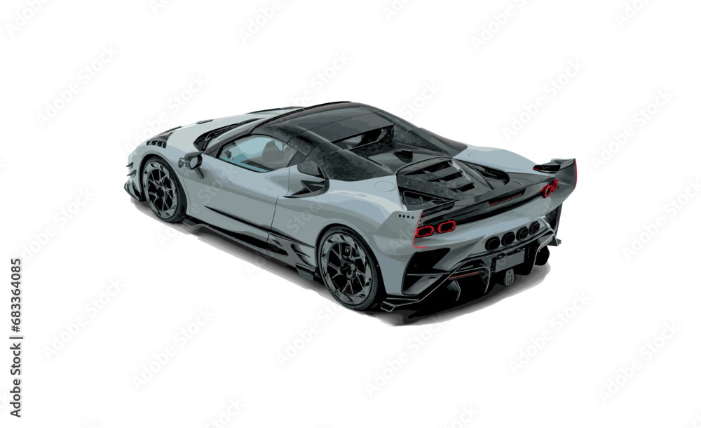 Vector de Stock Ferrari sf90 auto. Top rear view. Isolated Ferrari ...