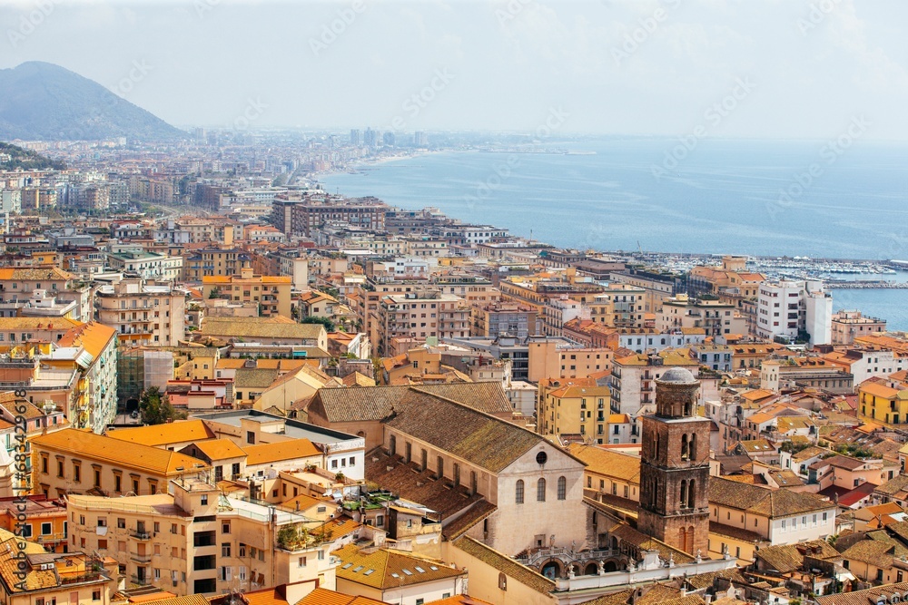 View of the city of Salerno on the Amalfi Coast in the sunshine Stock ...