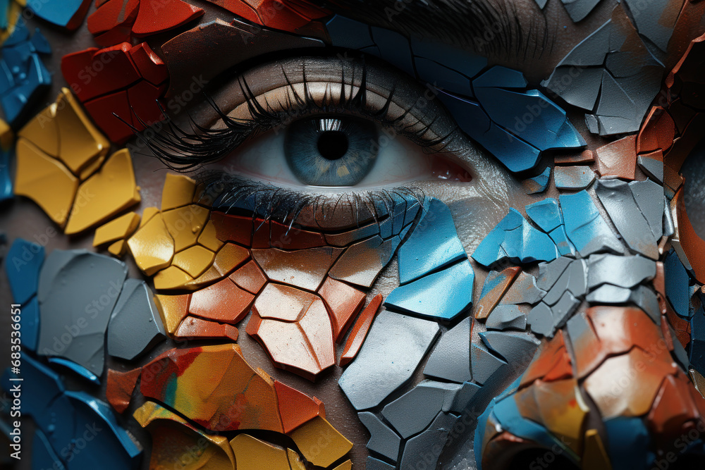 A carefully crafted piece of artwork, merging colors and shapes to ...