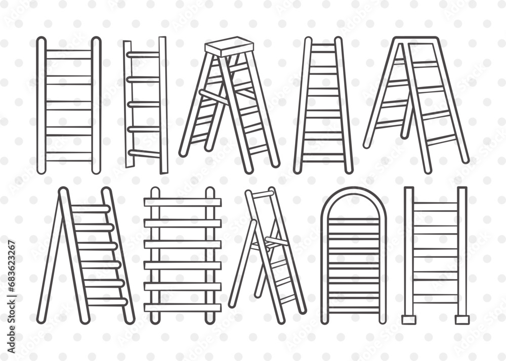 Vector de Stock Ladder Clipart SVG Cut File | Step Ladder Svg | Ladder ...