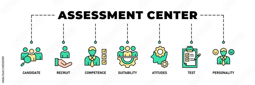 Assessment center banner web icon vector illustration concept for ...