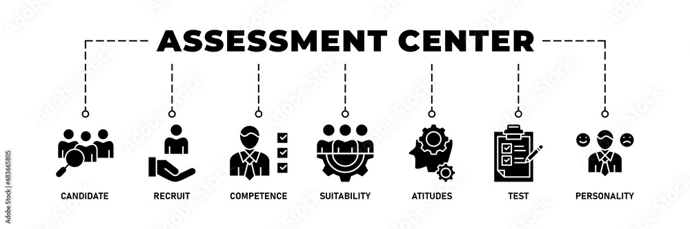 Assessment center banner web icon vector illustration concept for ...