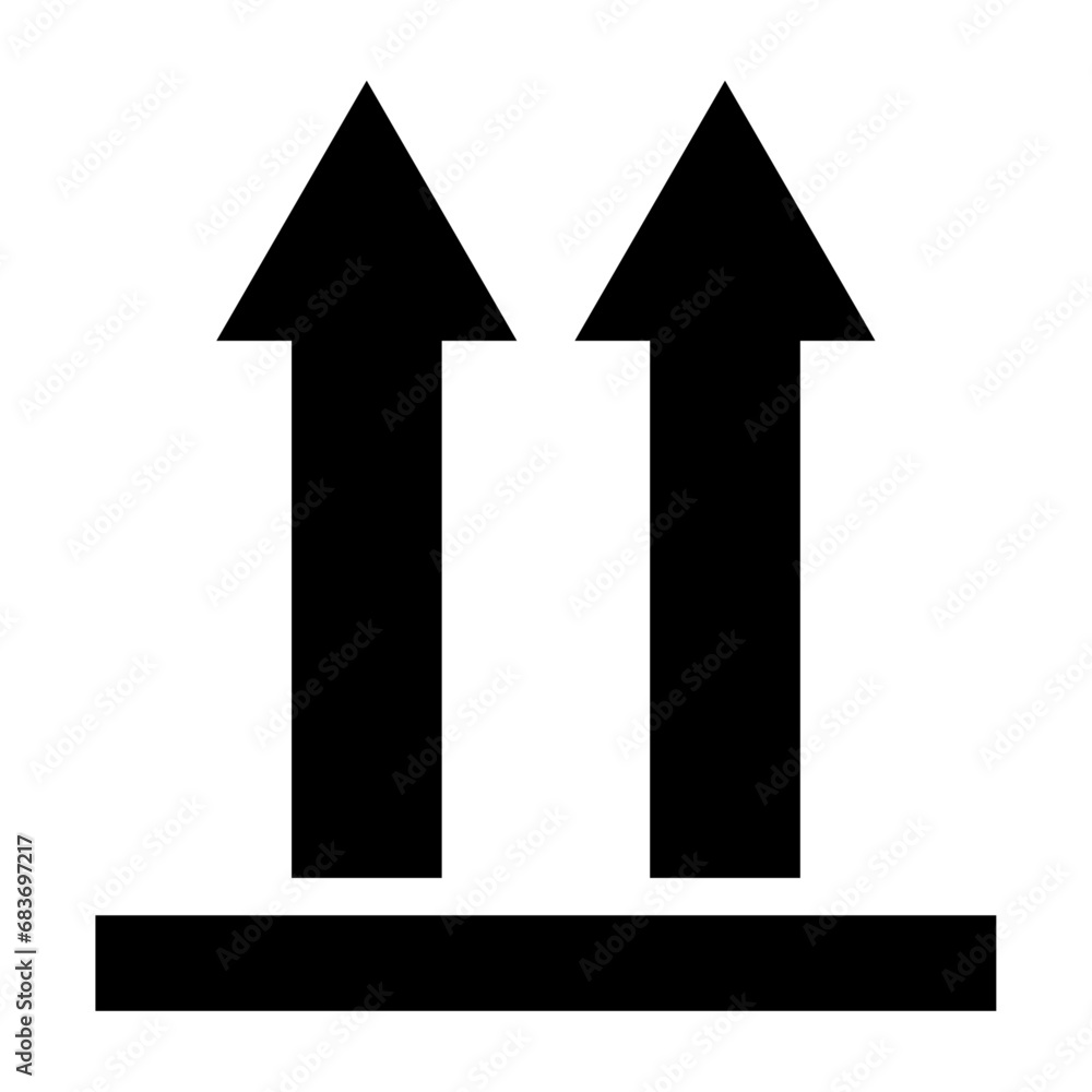 Keep upright, this way up symbol. Black color essential packaging and ...