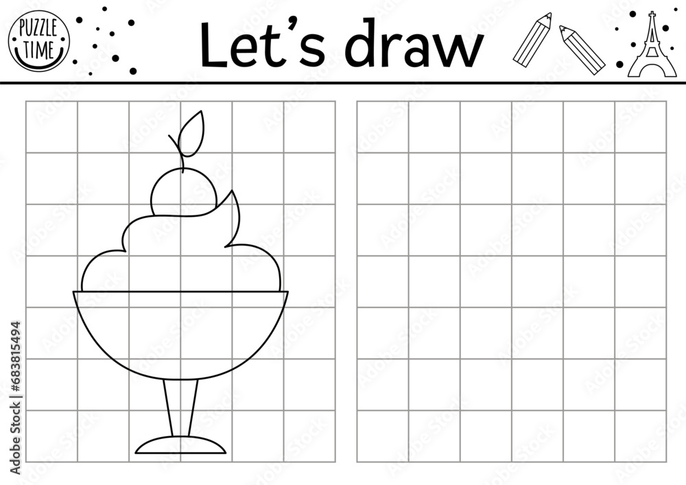 Vector de Stock Draw the mousse. Vector France themed drawing practice ...