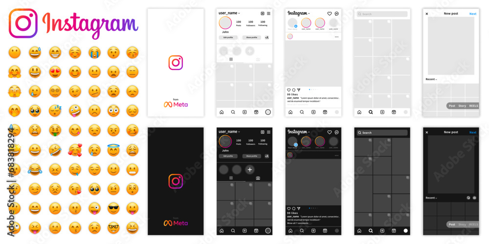Instagram Interface Templates Set Instagram Mockups Collection Social