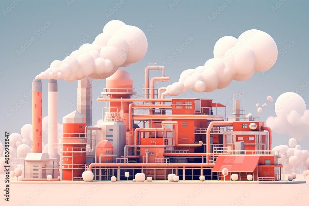 Cartoon illustration of a factory Stock Illustration | Adobe Stock