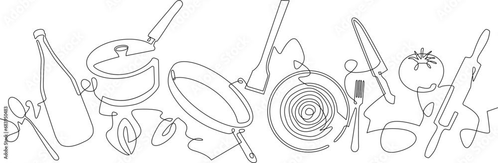 Vector illustration with food isolated on white background. Banner ...