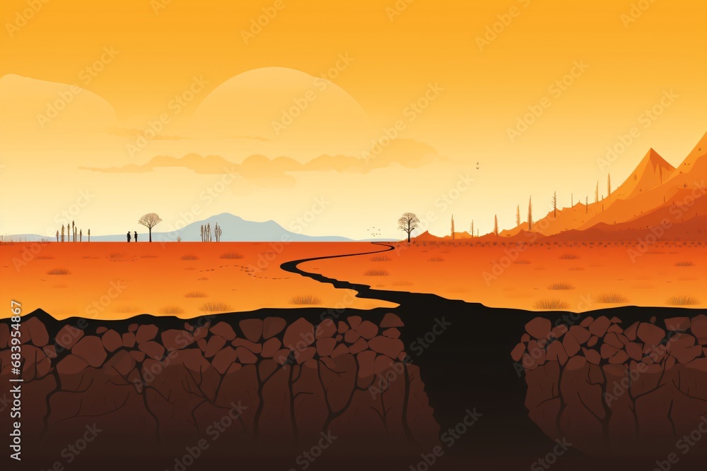 Cartoon illustration of earthquake Stock Illustration | Adobe Stock