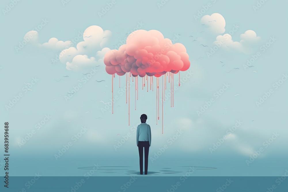 Graphic illustration for overthinking, stress, and worries Stock ...