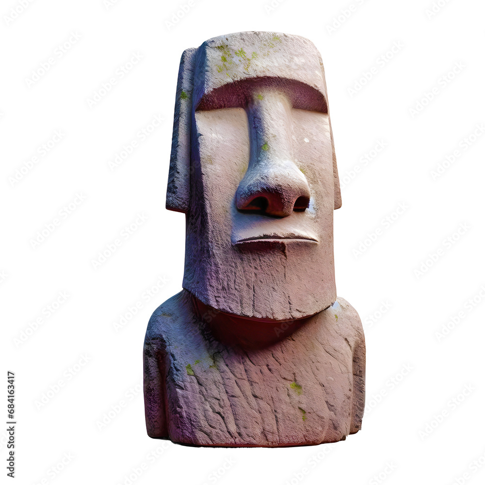 Easter island rock moai statue isolated on transparent background Stock ...