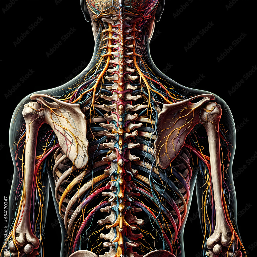 Full Spinal Anatomy with Nerve Network Stock Photo | Adobe Stock
