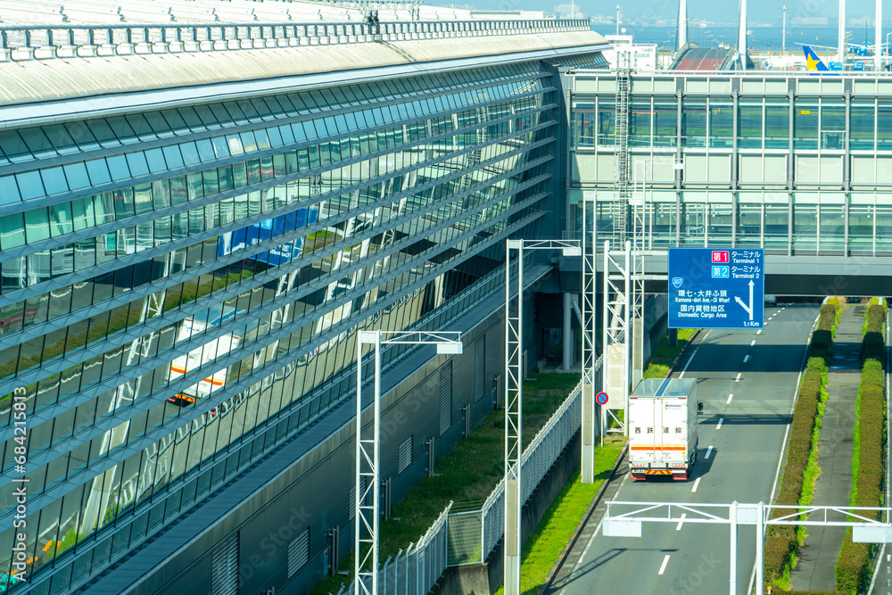 March 28, 2023 ,Japan - Tokyo Haneda International airport truck ...