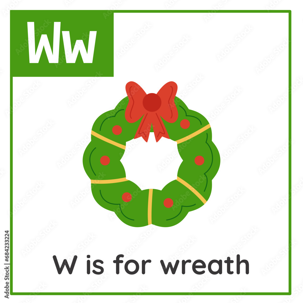 Learning English alphabet for kids. Letter W. Christmas cards ...