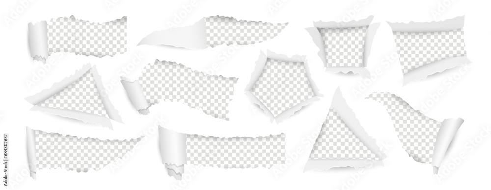 Holes In Paper, Pages With Torn Curve Edges And Gaps Isolated On ...