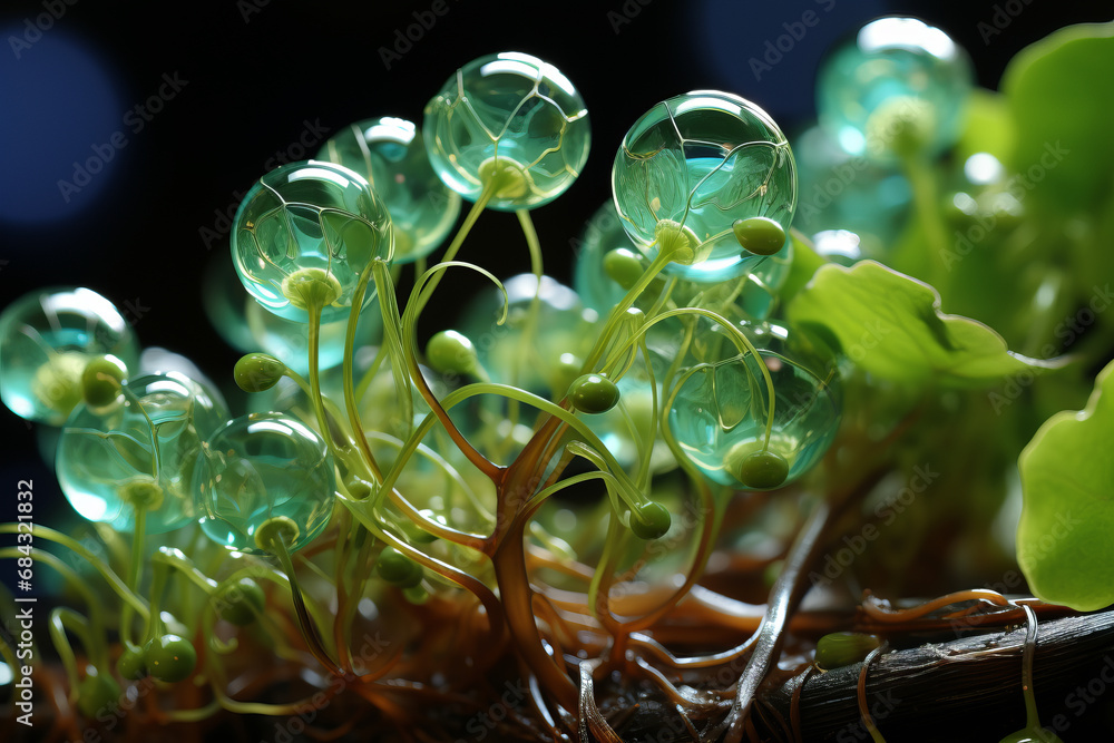 A detailed photograph captures the complex interplay of mycelium ...
