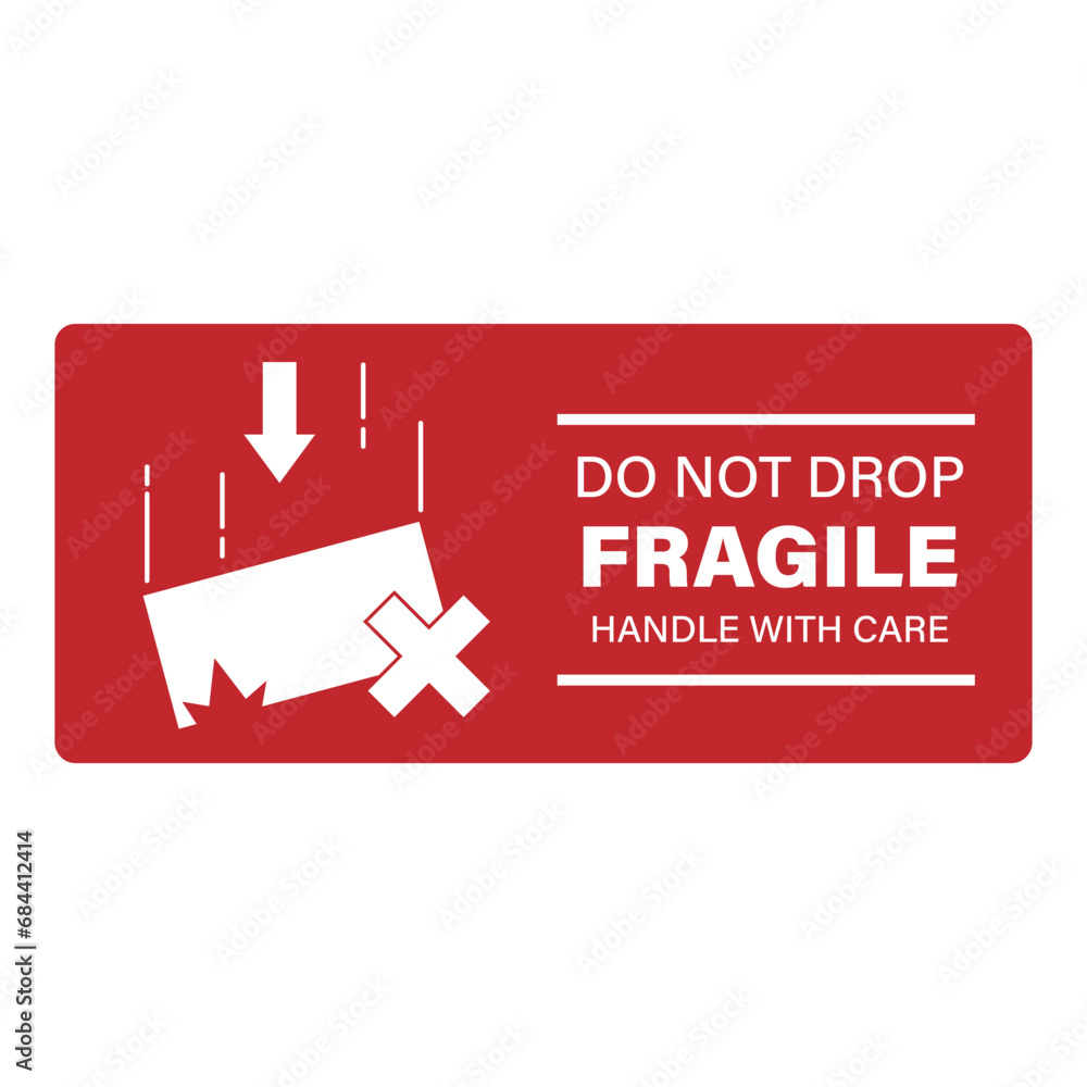 Printable label sticker design red rectangle Fragile, Handle With Care ...