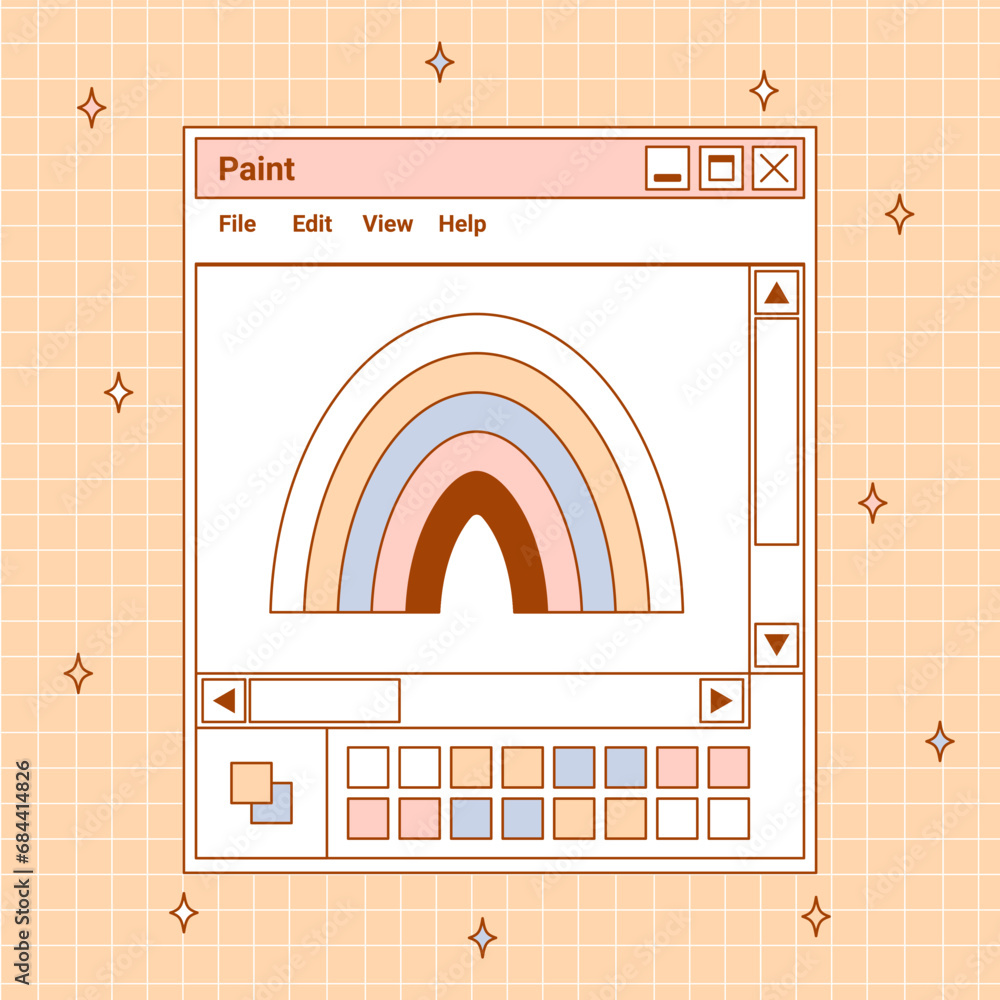 User Interface y2k sticker. Retro card browser Paint window, buttons ...