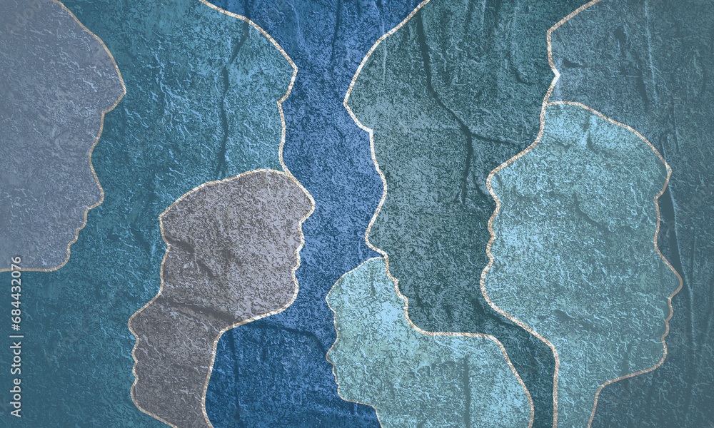 Human face side view silhouette. Schizophrenia and split personality ...