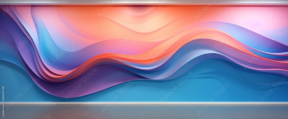 Fluid lines and gradients create a surreal 3D mural with a sense of ...