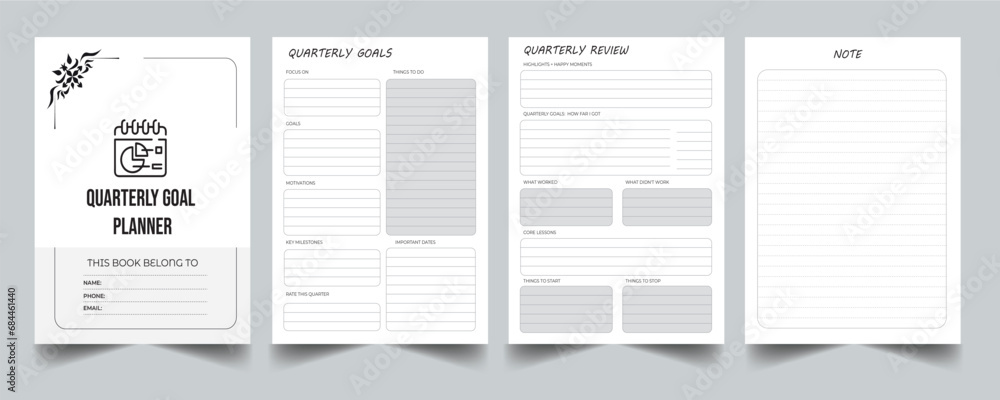 Editable Quarterly Planner KDP Interior Printable Template Design ...