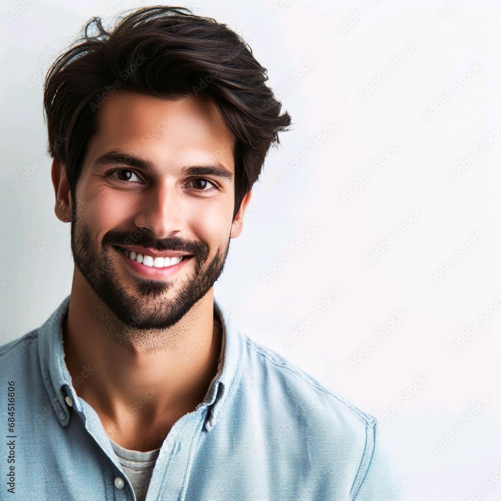 portrait of an attractive indian male in his 30s with a beard smile and ...
