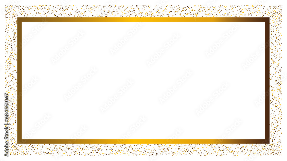 Rectangle gold glitter frame isolated on transparent background. Cut ...