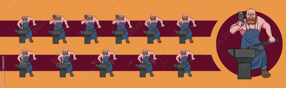 pixel art style illustration vector 8 bit 8-bit character set retro ...