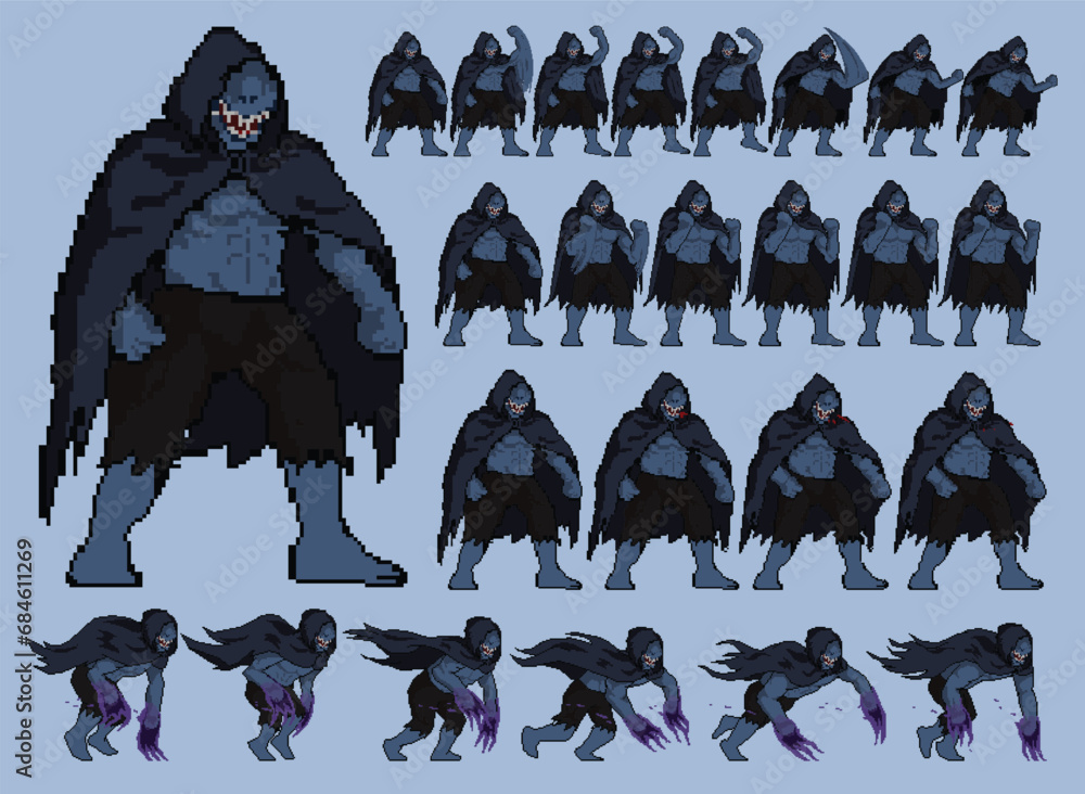 pixel art style illustration vector 8 bit 8-bit character set retro ...