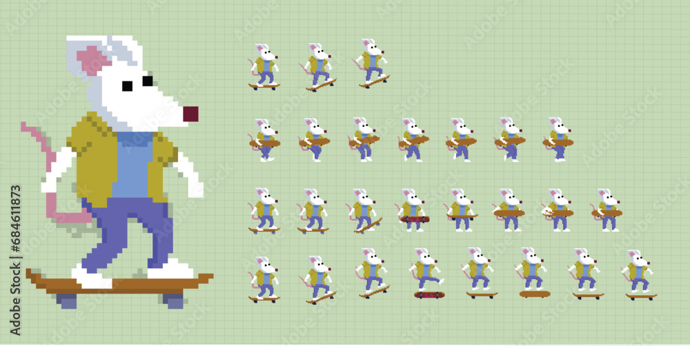 pixel art style illustration vector 8 bit 8-bit character set retro ...